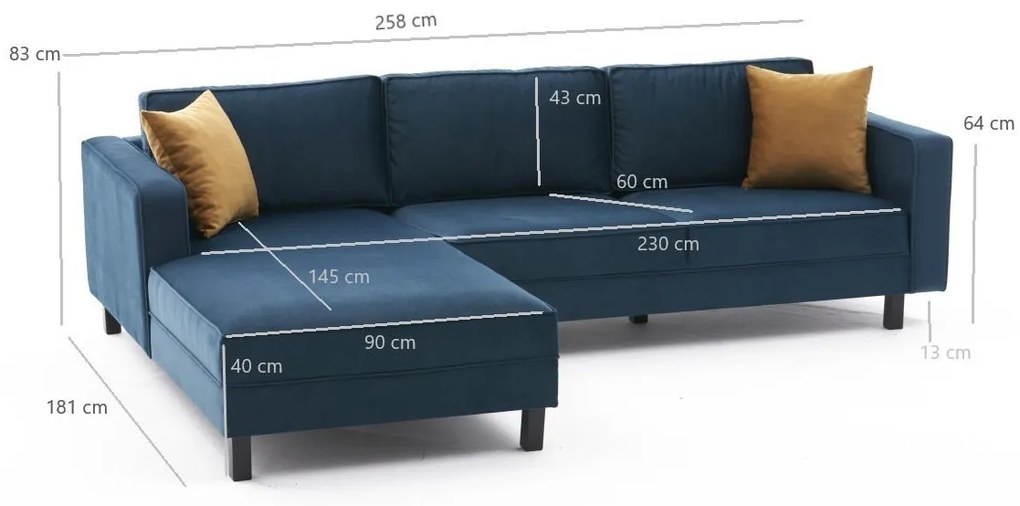 Hanah Home Sametová pohovka KALE olejově zelená levá 825BLC2723
