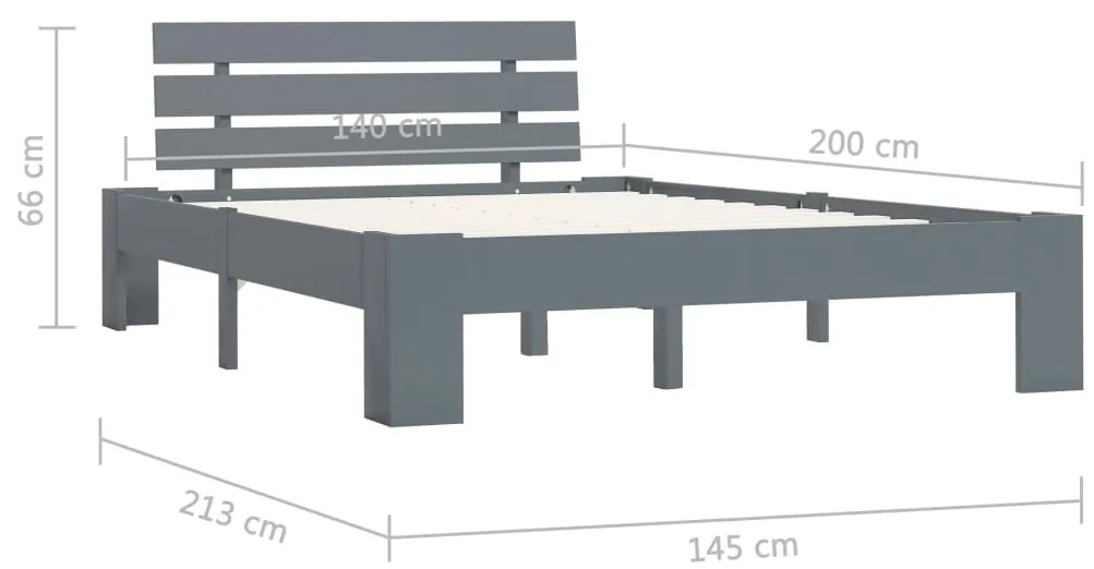vidaXL Marketos Rám postele šedý masivní borovice 140 x 200 cm