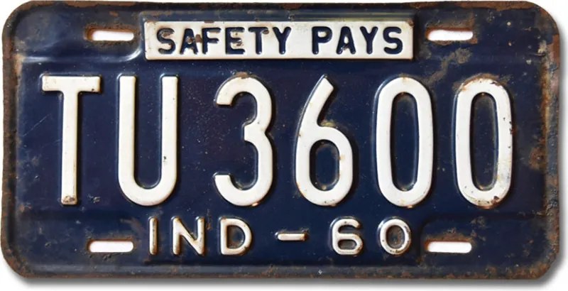 Americká SPZ Indiana 1960 Safety Pays TU 3600