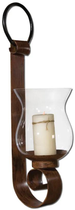ART-STYLE Svícen nástěnný se svíčkou, sklo/kov, Chelsea, výška 72cm