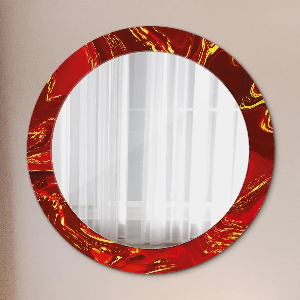 Kulaté dekorativní zrcadlo na zeď Červený mramor fi 70 cm