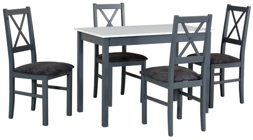 Drewmix jídelní sestava DX 22 odstín dřeva (židle + nohy stolu) bílá, odstín lamina (deska stolu) grafit, potahový materiál látka s doplatkem