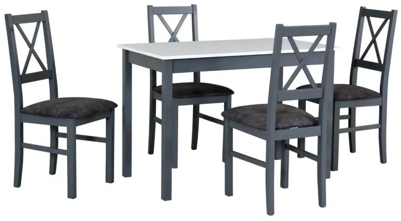 Drewmix jídelní sestava DX 22 odstín dřeva (židle + nohy stolu) bílá, odstín lamina (deska stolu) ořech, potahový materiál látka s doplatkem
