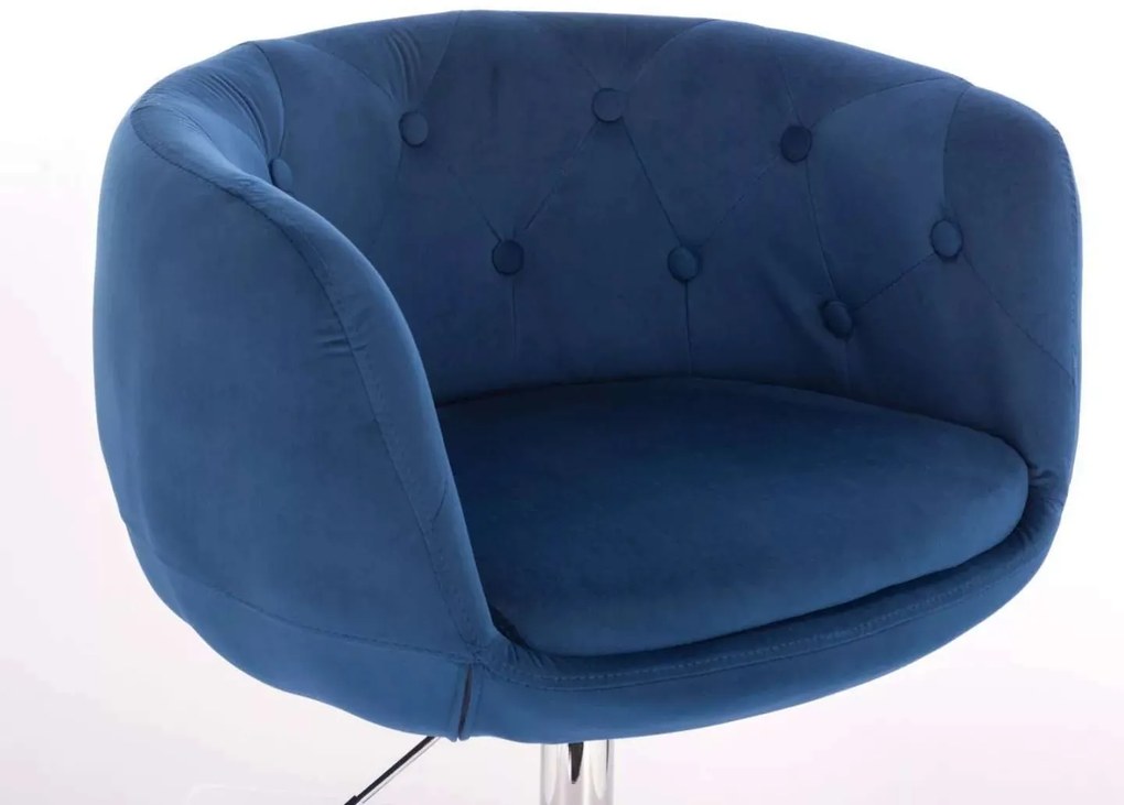 LuxuryForm DESIGN Otočné křeslo MONTANA VELUR na stříbrném talíři - modré