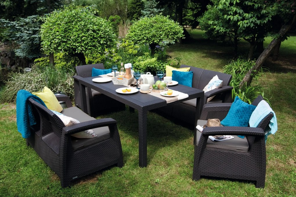 ALLIBERT CORFU FIESTA Set zahradní, grafit/šedá 17198008