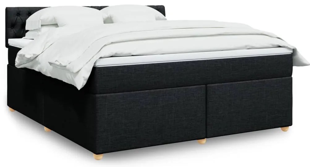 Box spring postel s matrací černá 180x200 cm textil 3289068