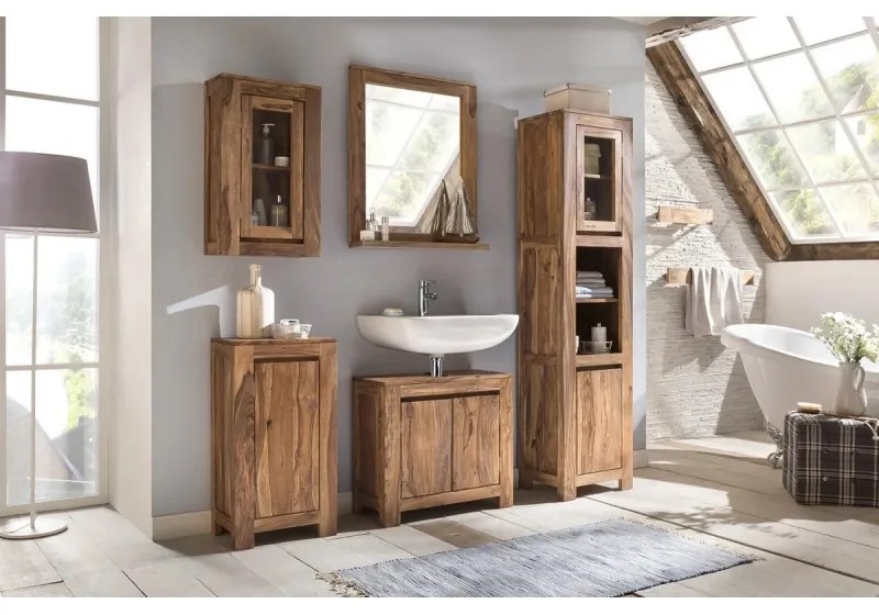 furniture-nabytek.cz - Masivní umyvadlová skříňka Leostone z palisandru, lakovaná, hnědá