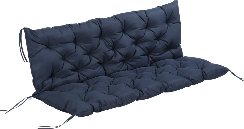 Outsunny Polštář na Lavici pro 3 Osoby 150 x 98 x 8 cm Sedací Polštář s Popruhy Zádový Polštář pro Interiéry/Exteriéry Čalounění na Lavici Zahradní La
