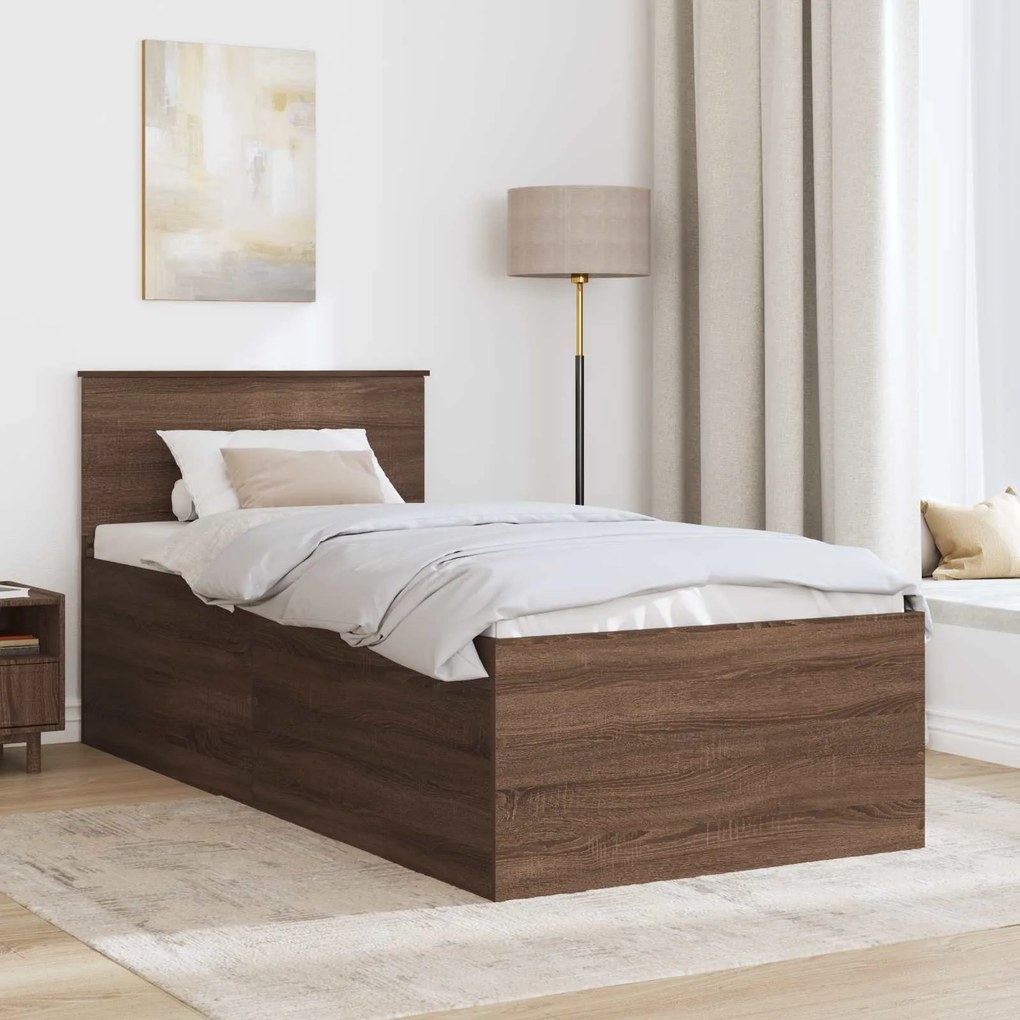 Rám postele s čelo Hnědý dub 75 x 190 cm Kompozitní dřevo 3408633