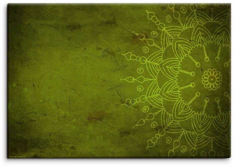 Obraz zelená mandala na zdi Velikost (šířka x výška): 150x100 cm