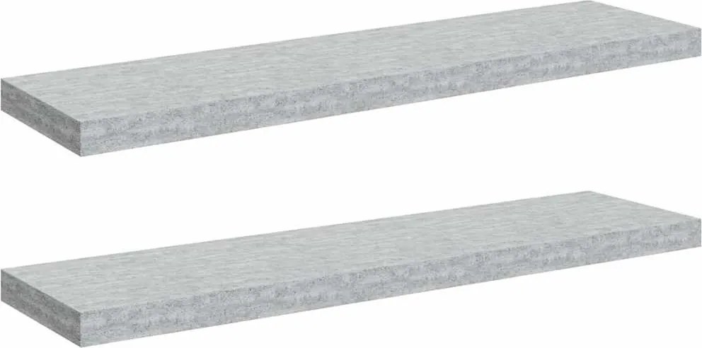 Plovoucí nástěnné police 2 ks betonově šedé 90x23,5x3,8 cm MDF 326604