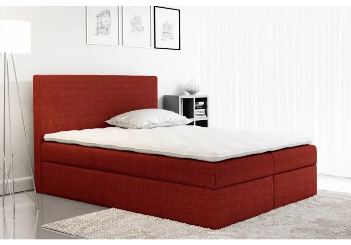 Jednolůžková čalouněná postel Ella červená 140 + Topper zdarma