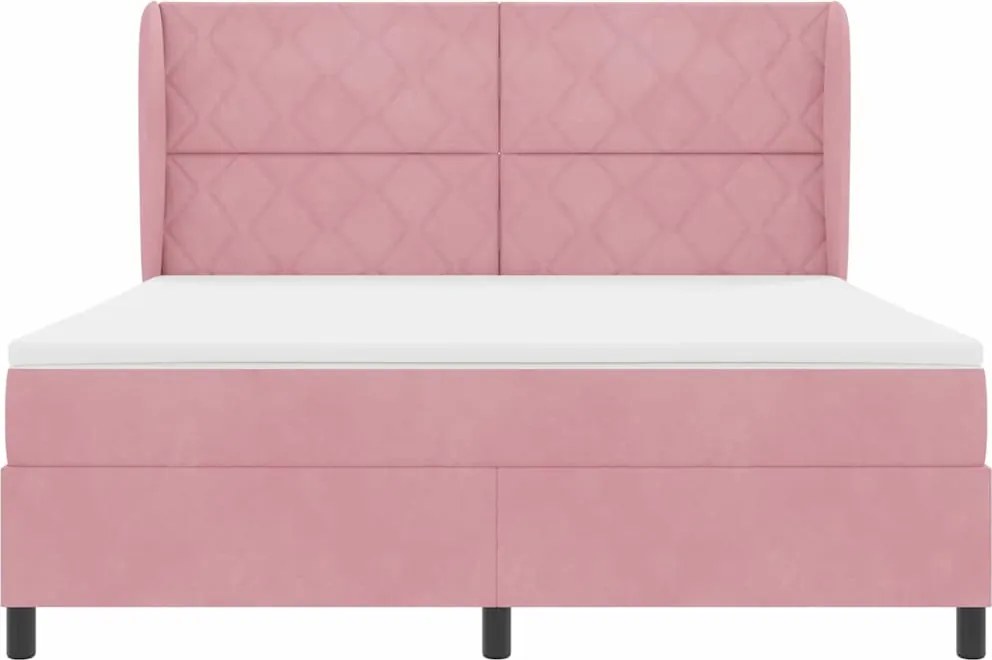 Postel s boxspringem s čelo Růžová 200 x 180 cm samet 3340999