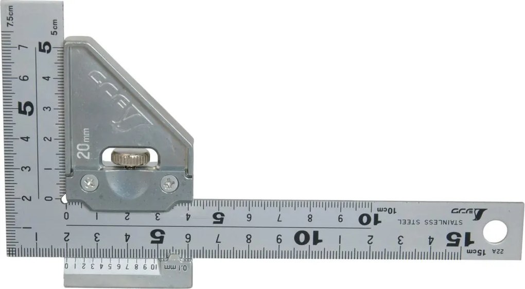 Shinwa -  přesný nerezový úhelník s dorazem 150 mm