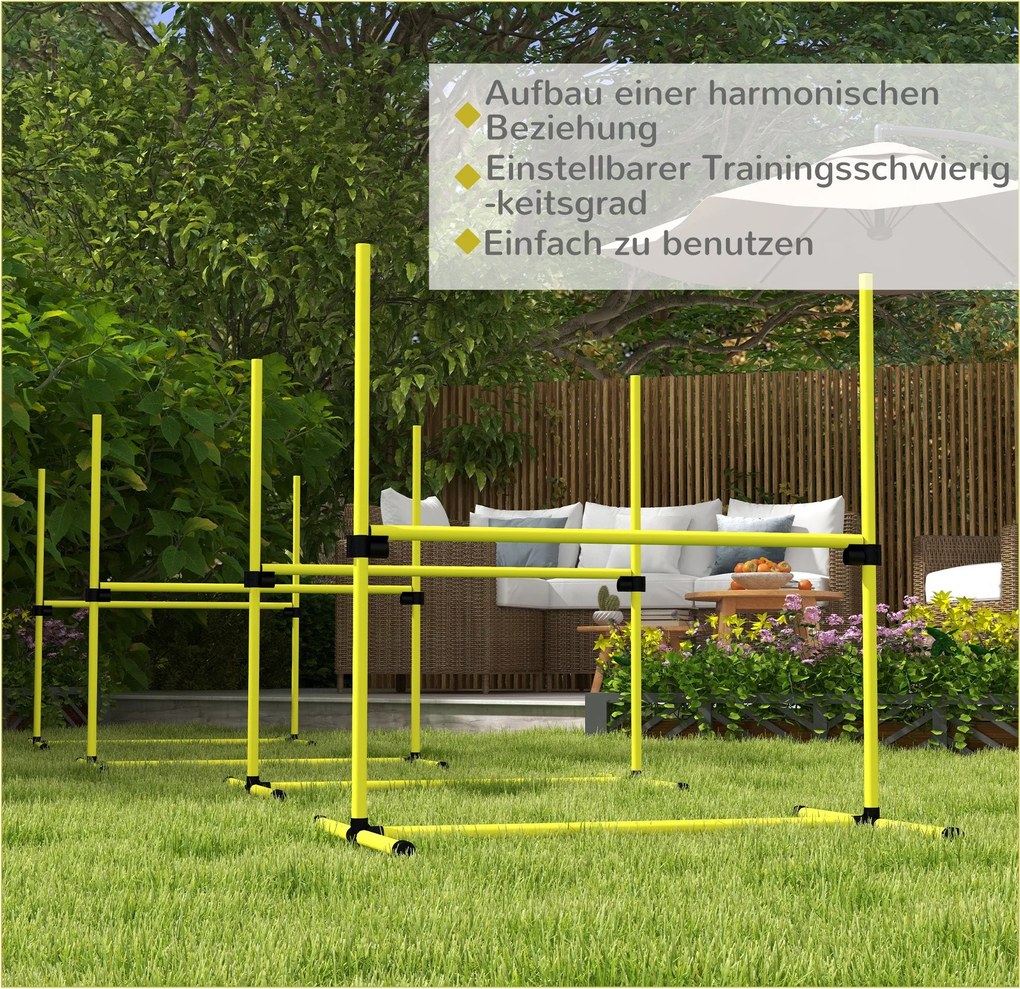Agility set pro psy PawHut - 4 kusy vybavení pro agility se 4 nastavitelnými překážkami a taškou pro snadné přenášení a koordinaci tréninku