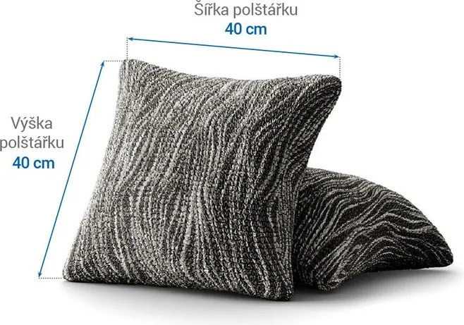 Bielastické potahy UNIVERSO NOVÉ žíhané černobílé povlaky na polštářky 2 ks (40 x 40 cm)