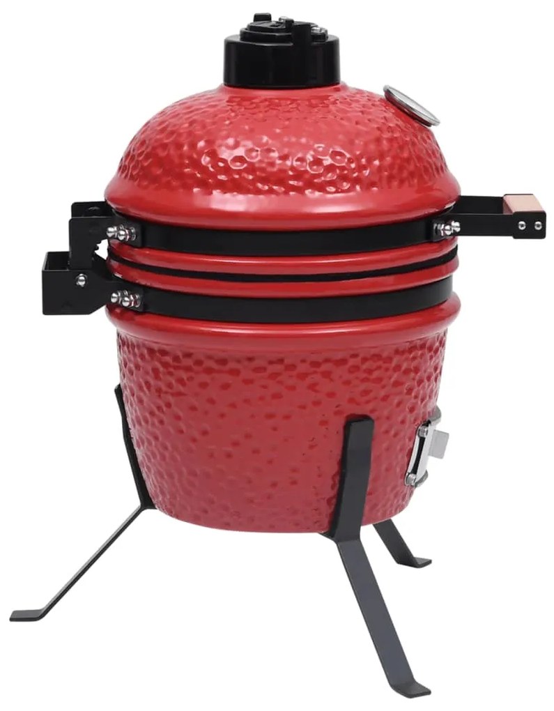 Zahradní gril a udírna 2 v 1 Kamado keramický 56 cm červený,  316095