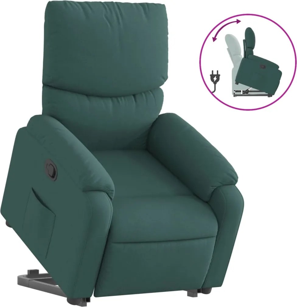 Zvedací polohovací křeslo tmavě zelené textil 3204830