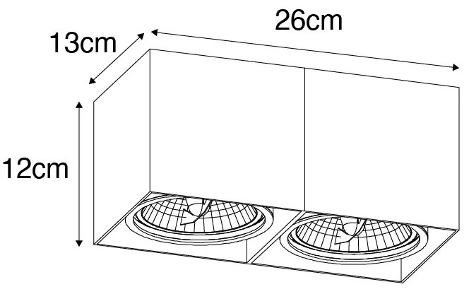 Chytrý reflektor černý obdélníkový 2-světla vč. 2 Wifi GU10 111mm - Box