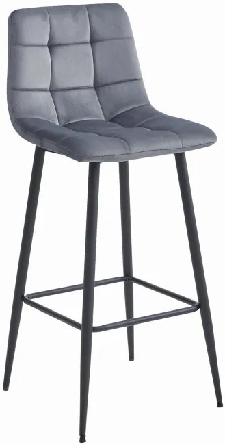 Barová židle ARCETO sametová tmavě šedá (černé nohy)