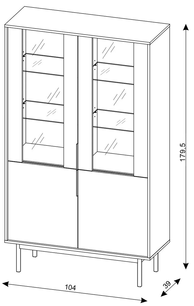 Vitrína Viva 104 cm černá