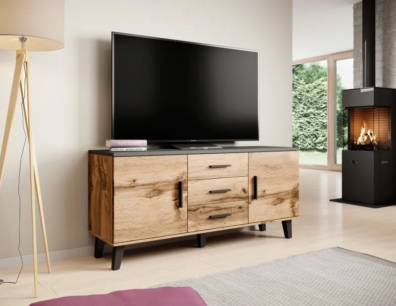 TV stolek Lotta II 150 cm dub wotan/černý