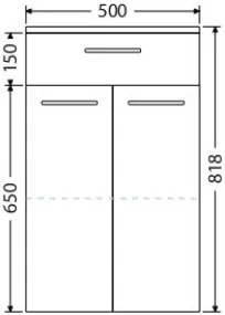 Intedoor nízká doplňková skříň,1 zásuvka,2 dveře, UNI SN 82/50 1Z 2D Varianta: A3406 Basalto MAT