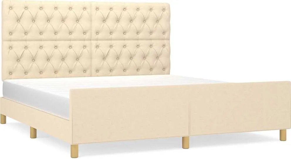 Rám postele bez matrace krémový 160 x 200 cm textil 3125313