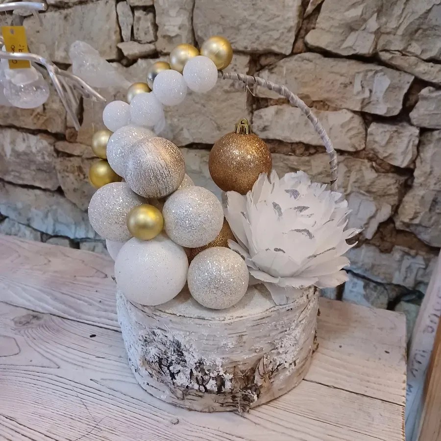 Vánoční ozdoba z peříček, 12 cm, bílá, peří