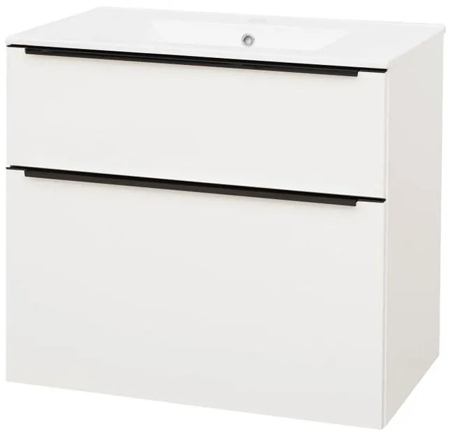 Mereo Mereo, Mailo, koupelnová skříňka s keramickým umyvadlem 81 cm, bílá, dub, antracit, CN541B