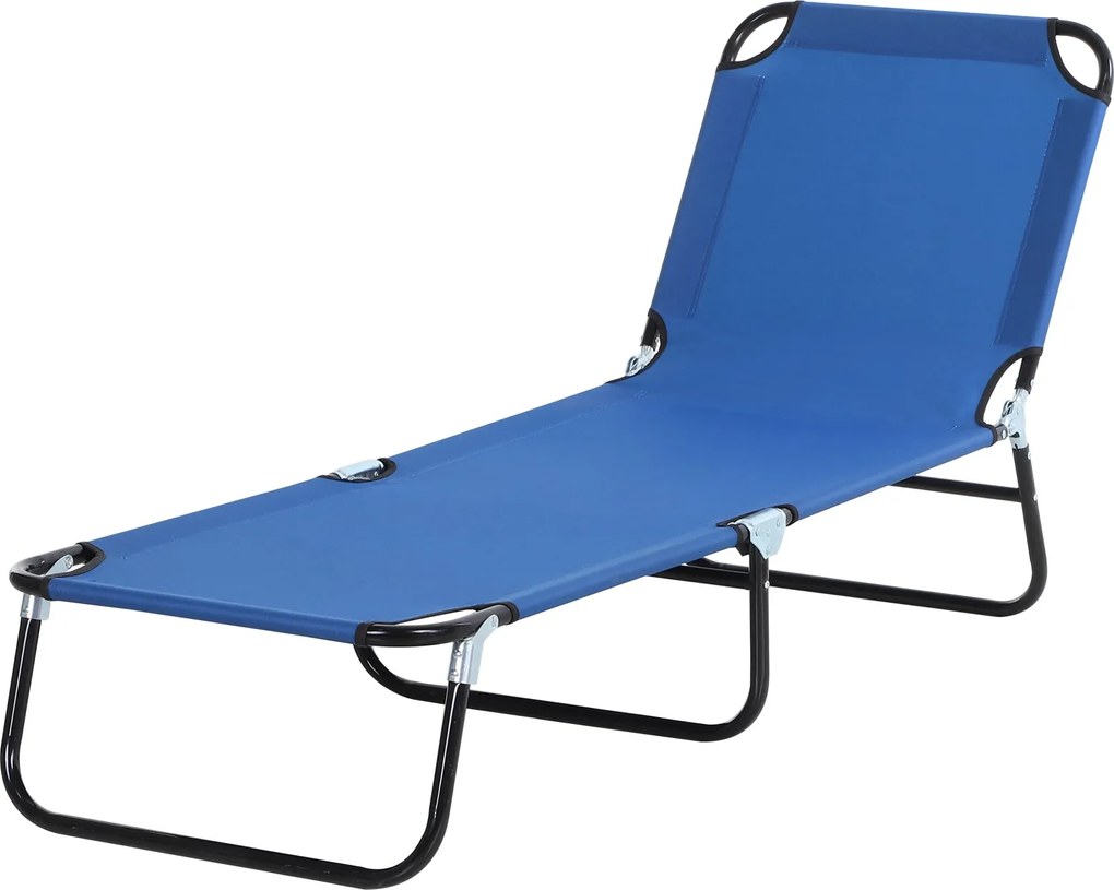 Skládací polohovací sluneční lehátko Outsunny s 5 nastavitelnými polohami pro zahradu, venkovní bazén, terasu, kempování, nosnost 120 kg, 188x56x28 cm