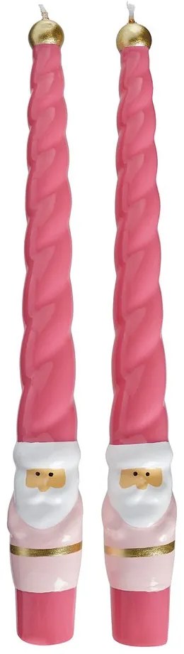 TWISTED Sada svíček Santa 2 ks 27 cm - růžová