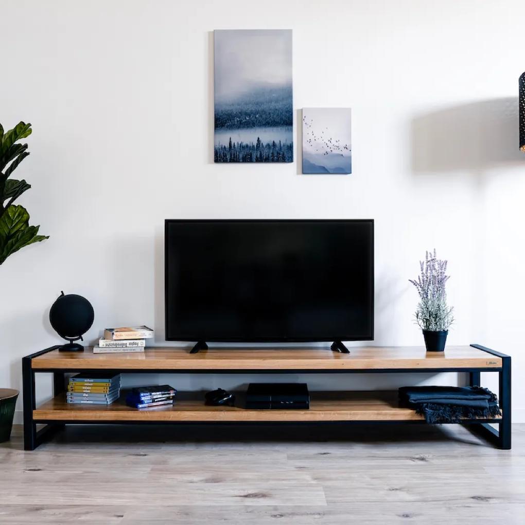 Wuders TV stolek Singapur s masivní dubovou deskou 1680 x 400 mm