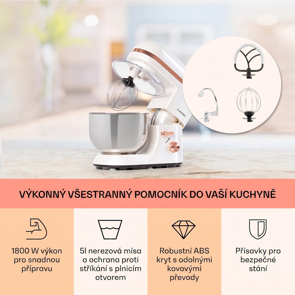 Klarstein Bella Elegance, kuchyňský robot, 1800 W, 1,7 HP, 6 stupňů, 5 l