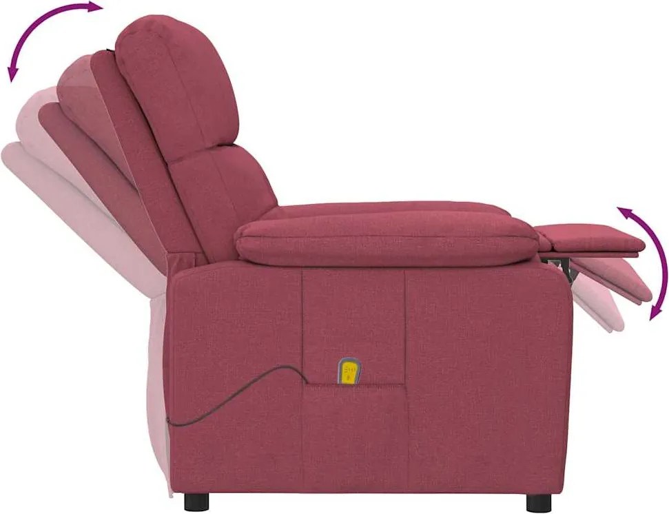 Masážní křeslo vínové textil 289675