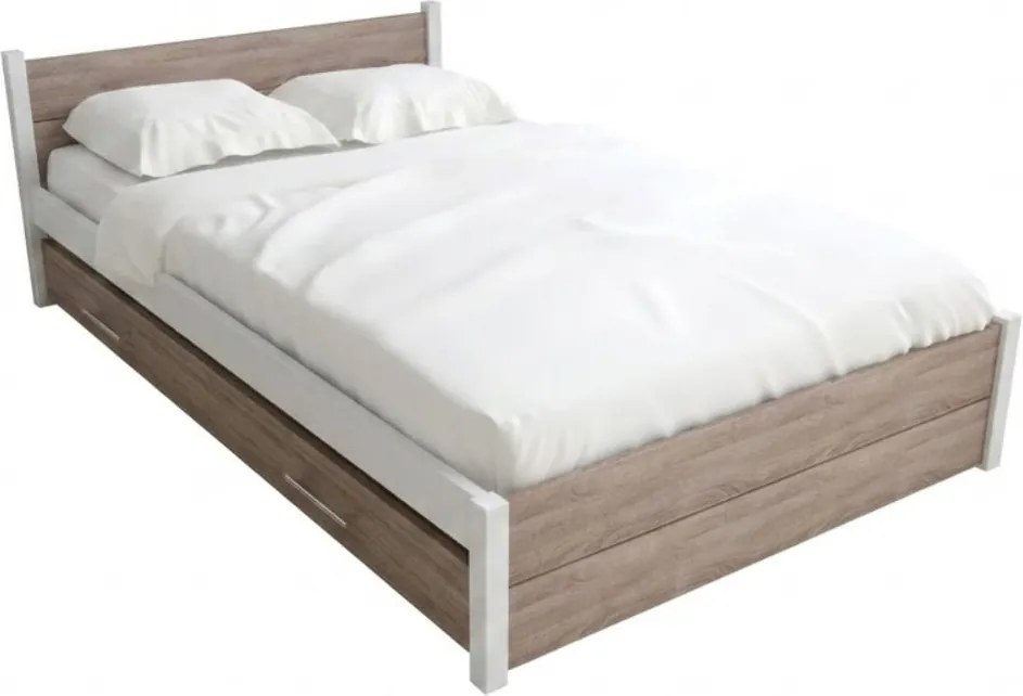 EB Postel z masivu IRIS DOUBLE - 180×200 cm Bílá/DUB LANÝŽ
