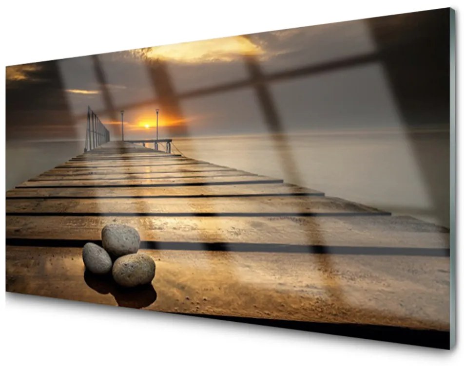 Skleněný obraz Moře Molo Západ Slunce