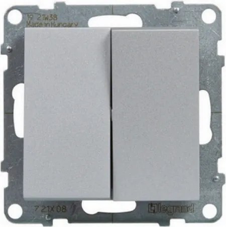 Legrand SUNO vypínač č.6+6 schodišťový hliník 721308