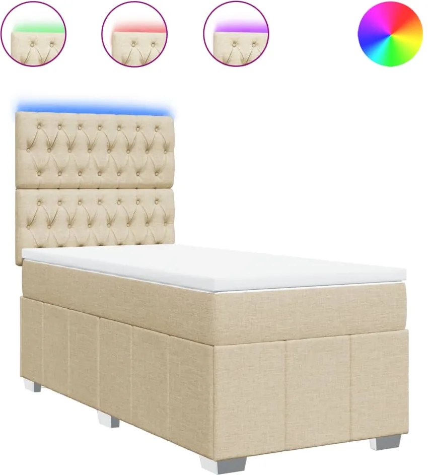 Box spring postel s matrací krémová 100 x 200 cm textil 3293891