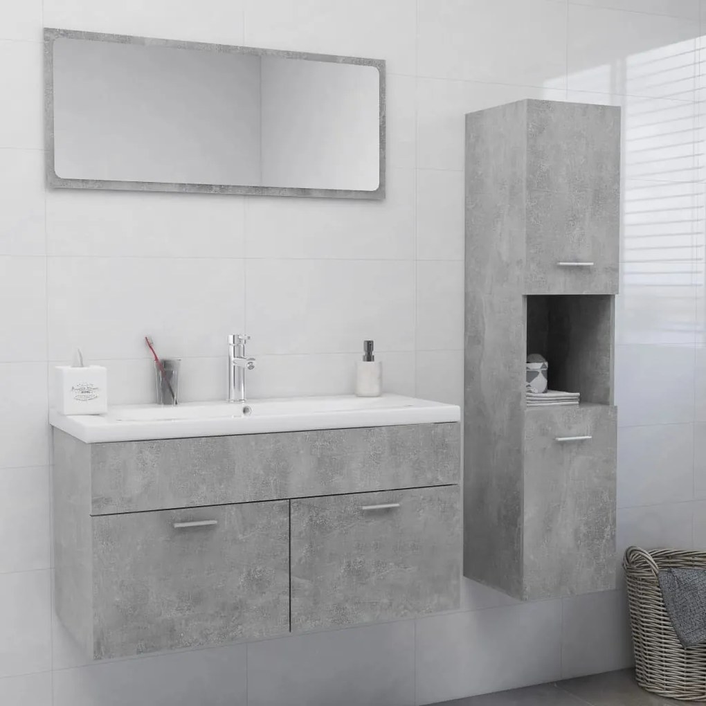 3071157 vidaXL Set koupelnového nábytku betonově šedý dřevotříska
