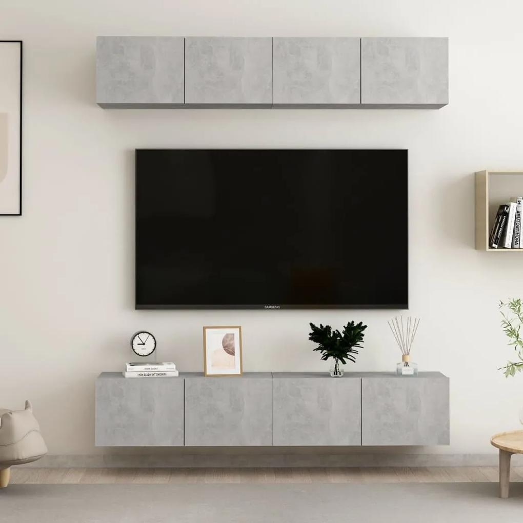 3079060 vidaXL TV skříňky 4 ks betonově šedé 80 x 30 x 30 cm dřevotříska