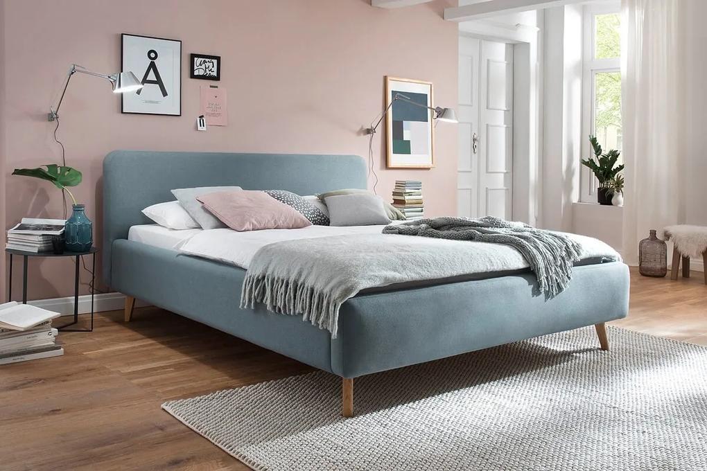 Čalouněná postel taupe 180 x 200 cm modrá MUZZA