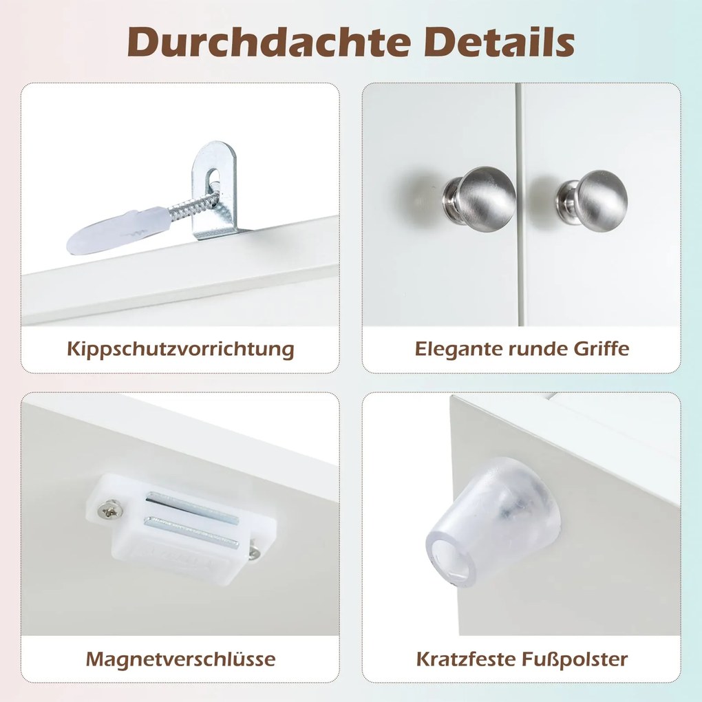 Costway 180 cm Koupelnová skříňka se zásuvkou a dvířky a nastavitelnými policemi
