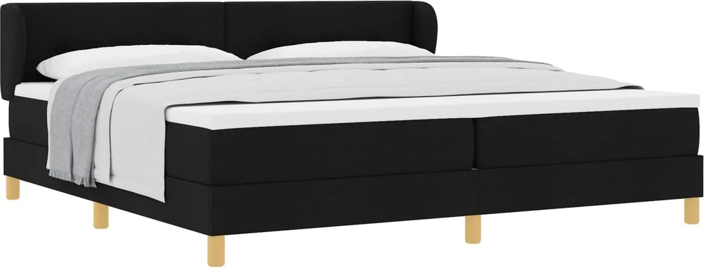 Postel s boxspringem s čelo Černá 200 x 200 cm textil 3340236