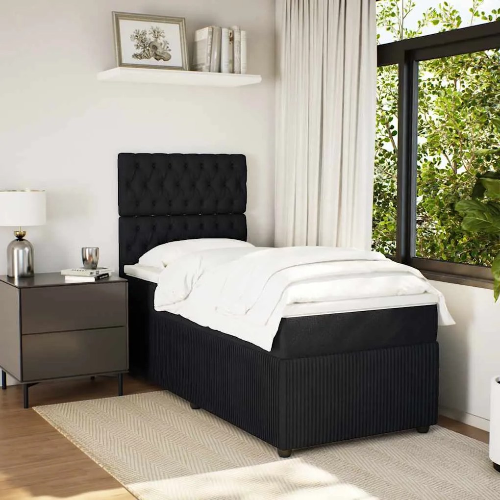 Box spring postel s matrací černá 80 x 200 cm samet 3292198