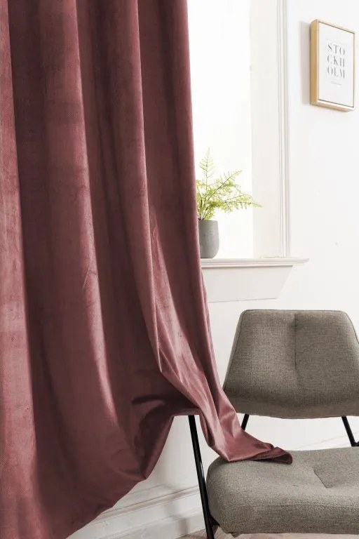 Zatemňovací závěs ELVIO VELVET 140x250 cm, starorůžový Zavěšení: Řasící páska