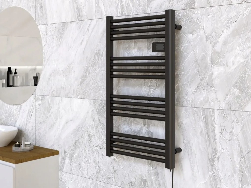 Gamma Erga Pago, elektrické topné těleso 540x960 mm s digitálním termostatem, 500W, černá matná, ERG-PAGO/960/540/BLACK/EL