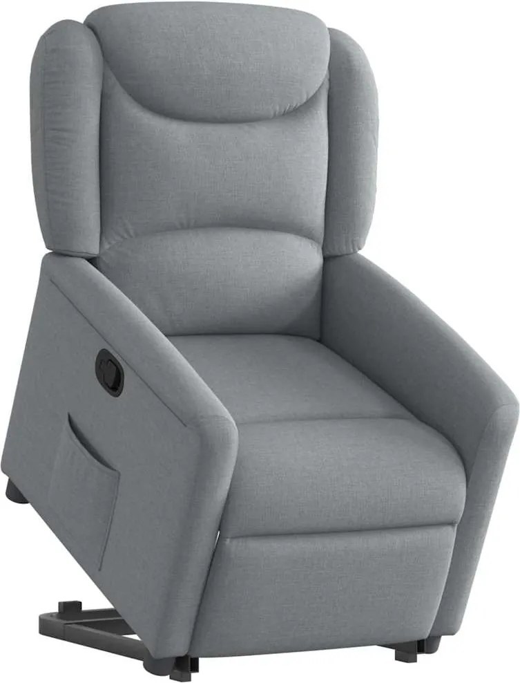 Zvedací polohovací křeslo světle šedé textil 3303194
