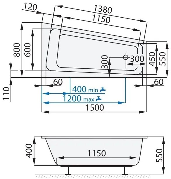 Santech VIKY 150 x 80 cm SAVIK150L vana akrylatová levá