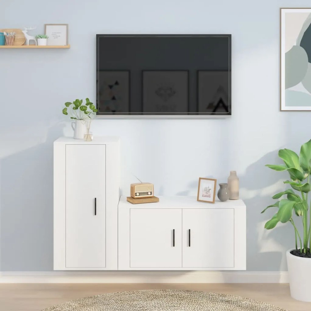 2dílný set TV skříněk bílý kompozitní dřevo 3188470